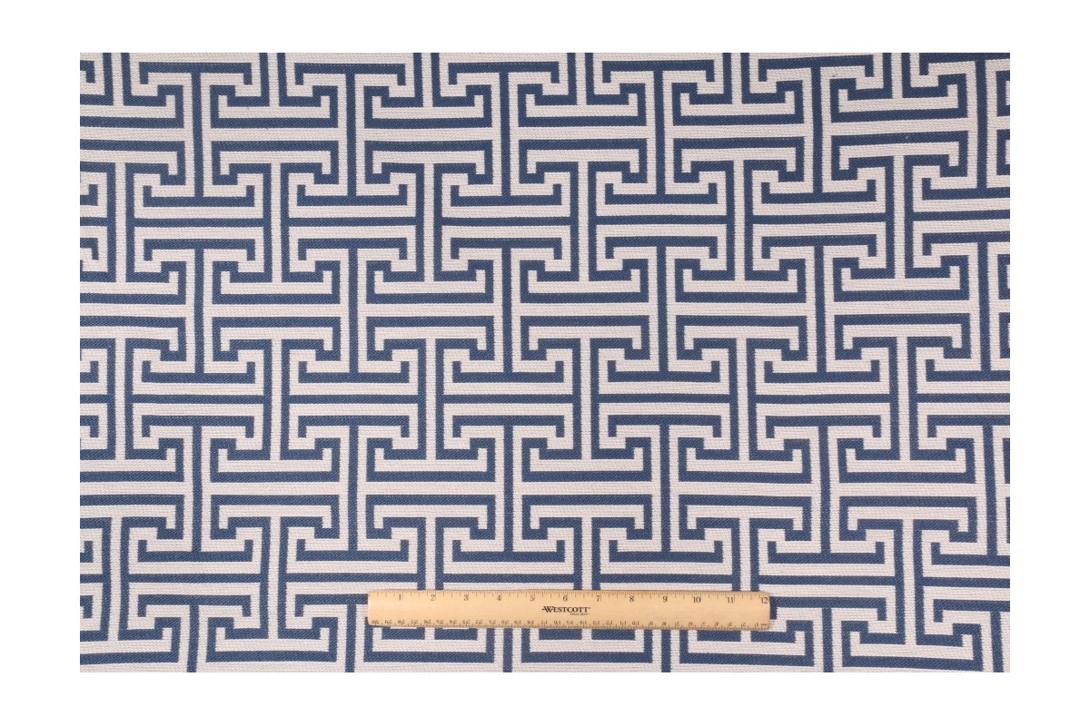 Couture Textiles Key Maze Upholstery Fabric in Marine