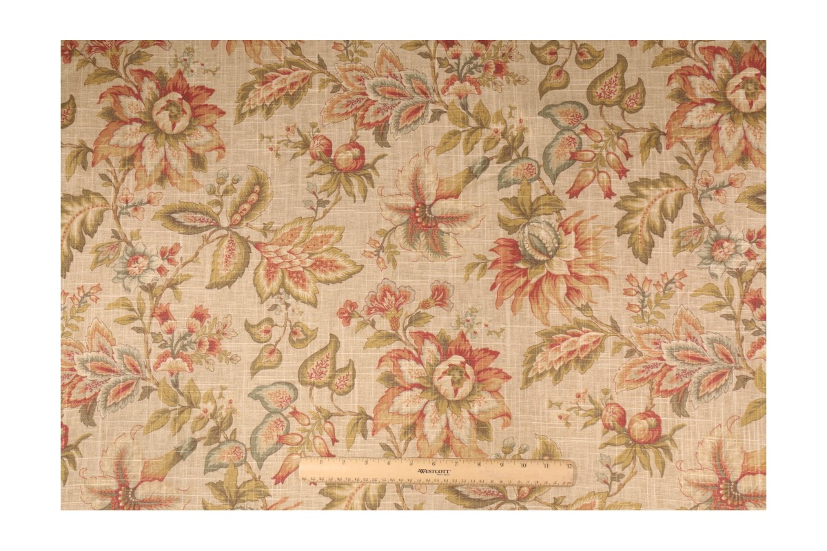 Granduca - Cliffside in Bisque Printed Linen Blend Drapery Fabric by ...