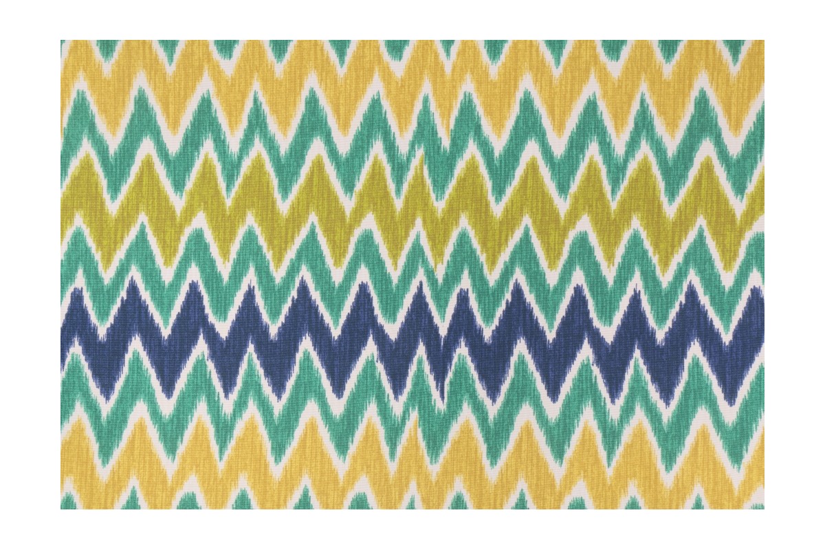 Zulu Printed Polyester Outdoor Fabric in Blue/Green