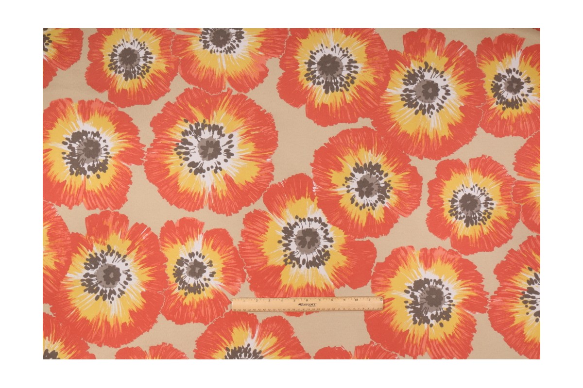 Kaufmann Poppy Patch Printed Poly Outdoor Fabric in Sunshine