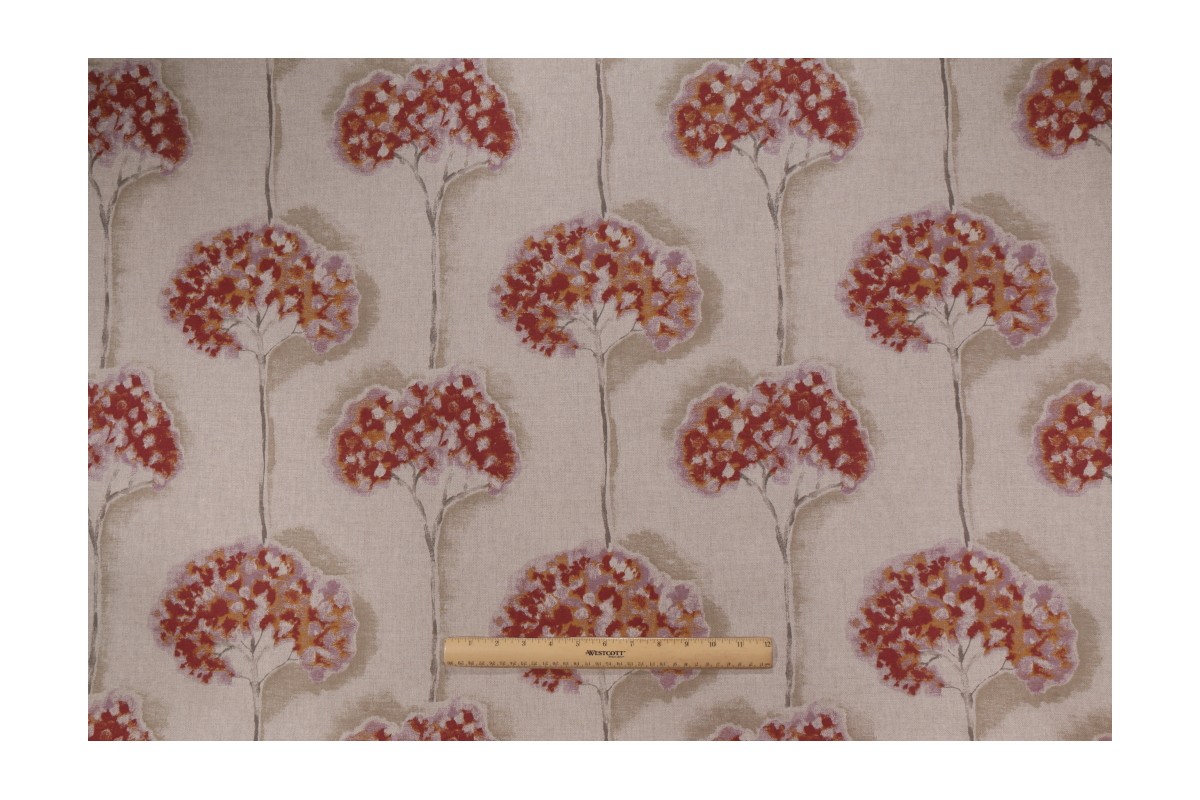 Vilber 16083 Floral Spanish Printed Drapery Fabric in Rust