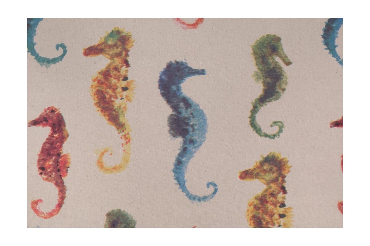 Golding Seahorse Printed Linen Blend Drapery Fabric in Multi