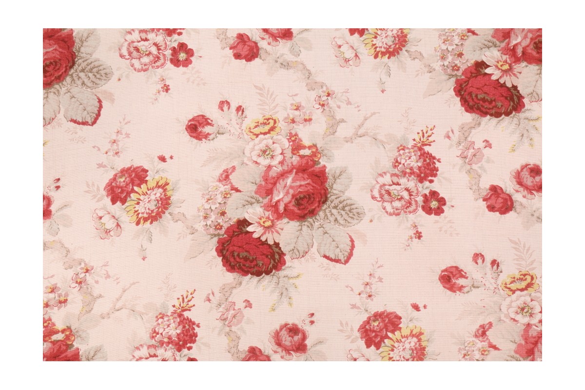 Waverly Norfolk Rose Printed Cotton Drapery Fabric in Rose