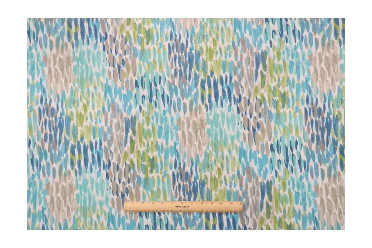 Kelly Ripa Home Make It Rain Printed Polyester Outdoor Fabric in Cerulean