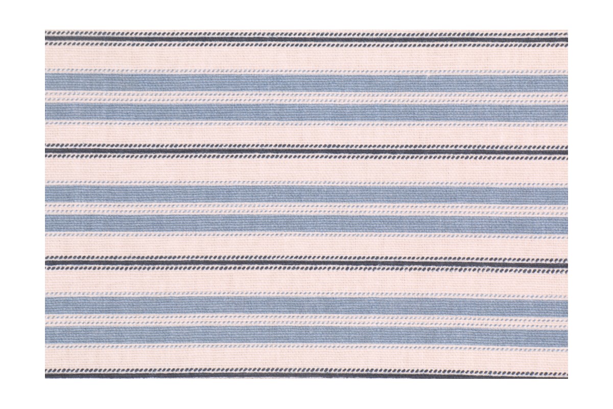 Elita Horizontal Stripe Printed Cotton Drapery Fabric in Chambray