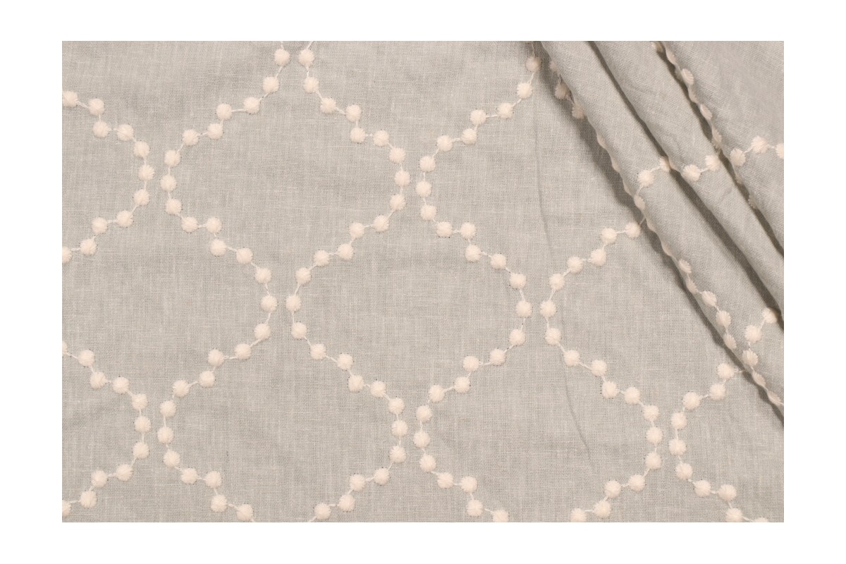 Kelly Ripa Home Pearl Drop Emb Embroidered Drapery Fabric in Seaglass