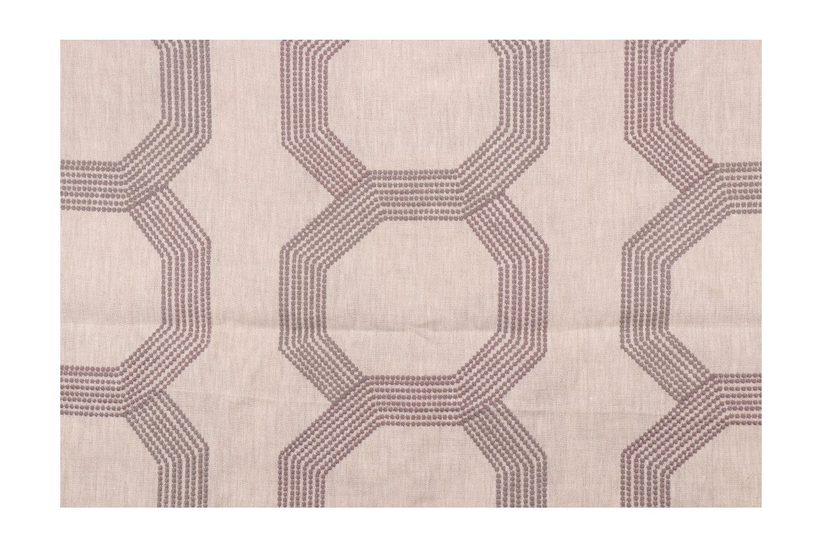 3.25 Yards Octagon Stripe Embroidered Drapery Fabric in Steel