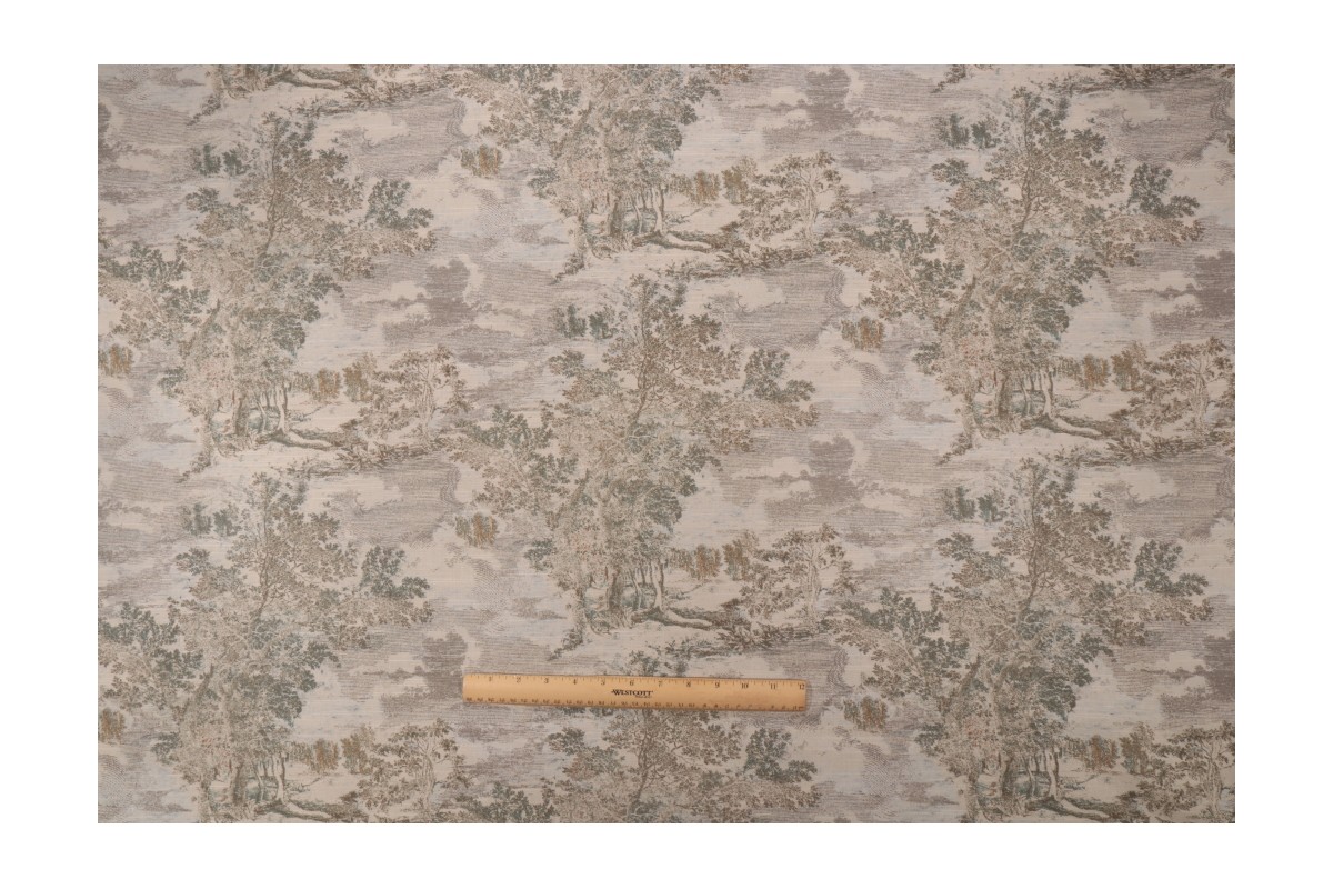 PK Lifestyles Serene Scenes Printed Cotton Drapery Fabric in Seaglass