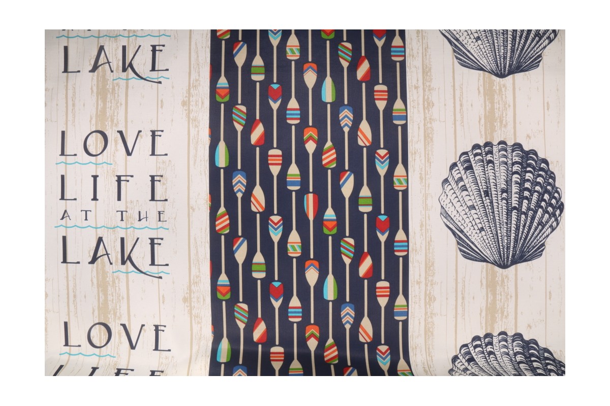 Richloom Solarium Lake Life Printed Polyester Outdoor Fabric in Navy