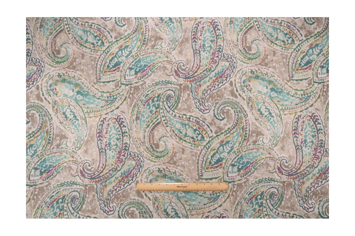 Kelly Ripa Home Bright & Lively Printed Cotton Drapery Fabric in Seaglass