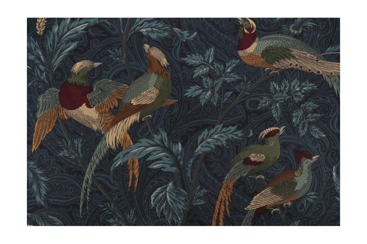 Braemore Pheasant Hunt Printed Cotton Twill Drapery Fabric in Heritage