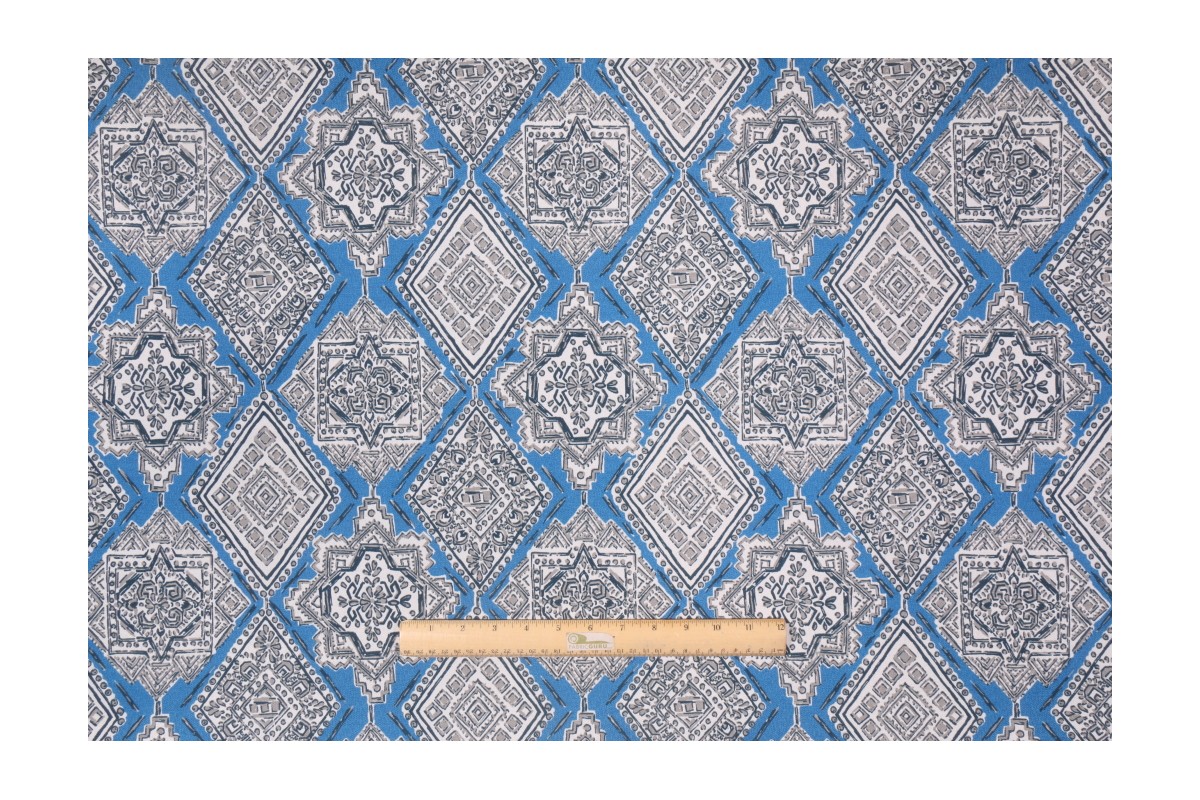 Premier Prints Milan Printed Polyester Outdoor Fabric in Cobalt