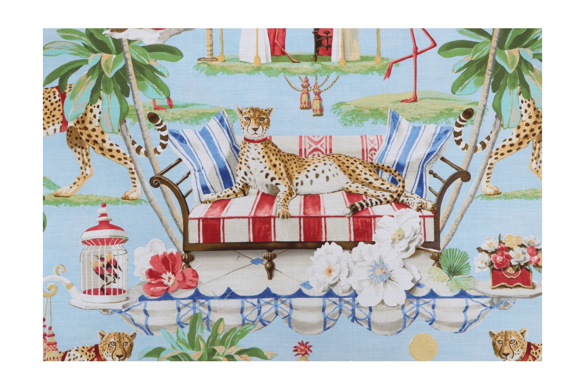 Harrison Howard Night In India Printed Cotton Drapery Fabric in Dawn