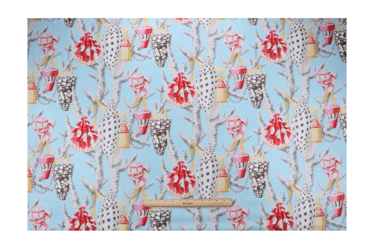 Harrison Howard Ocean Wonders Printed Cotton Twill Drapery Fabric in ...
