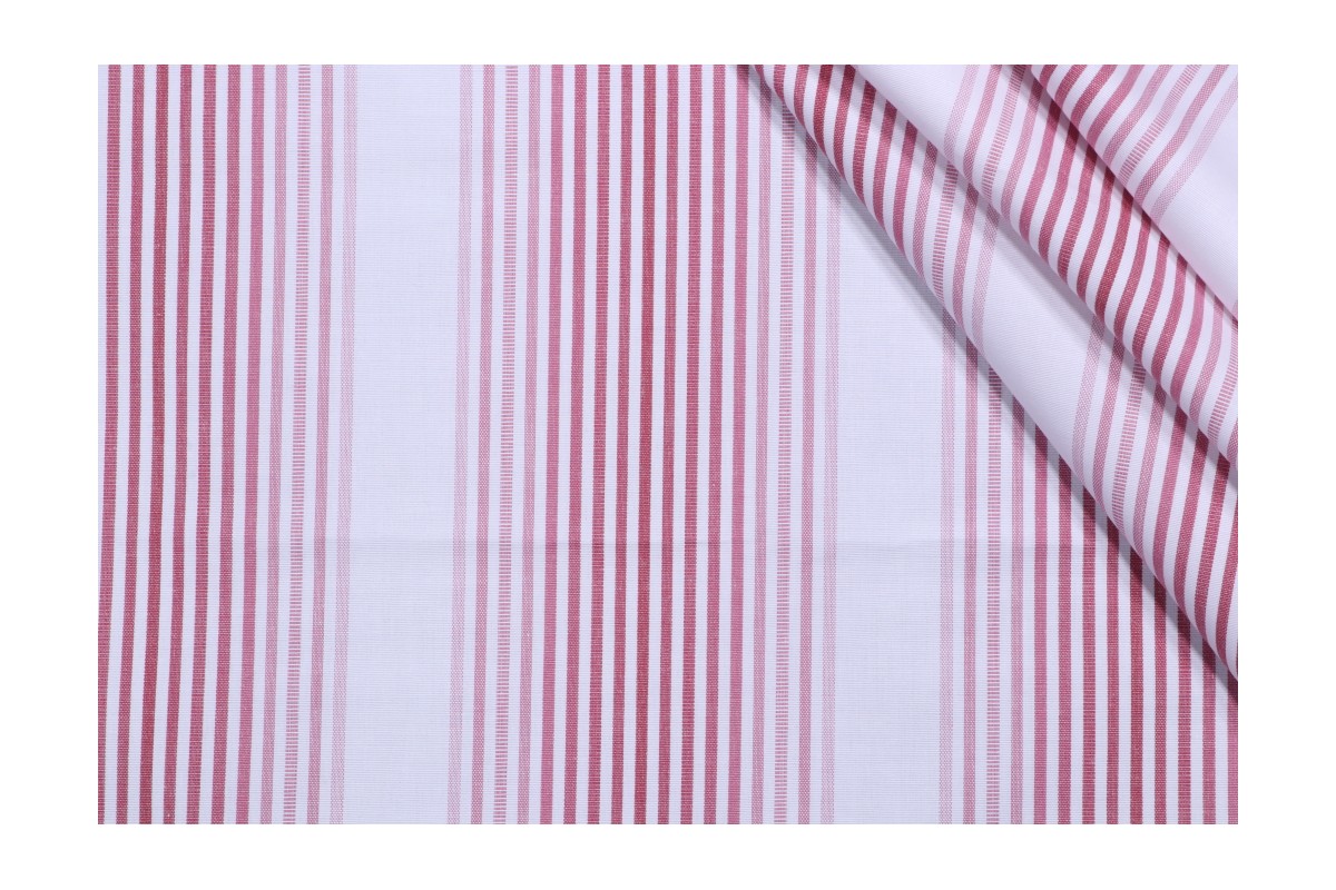 2.25 Yards Robert Allen Tivoli Stripe Woven Decorator Fabric in Raspberry