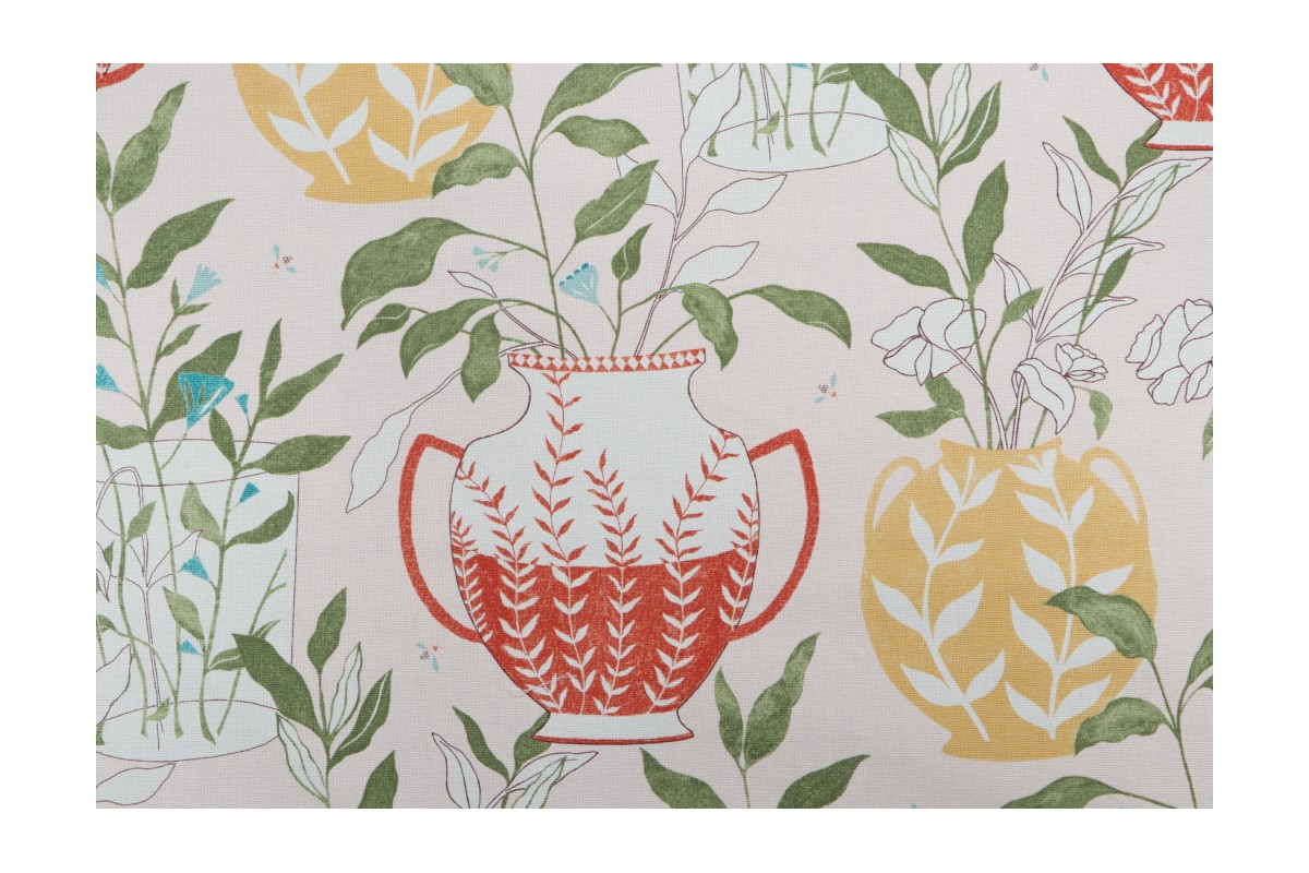 Elana Gabrielle Blossoms & Vessel Printed Cotton Drapery Fabric in Clay ...