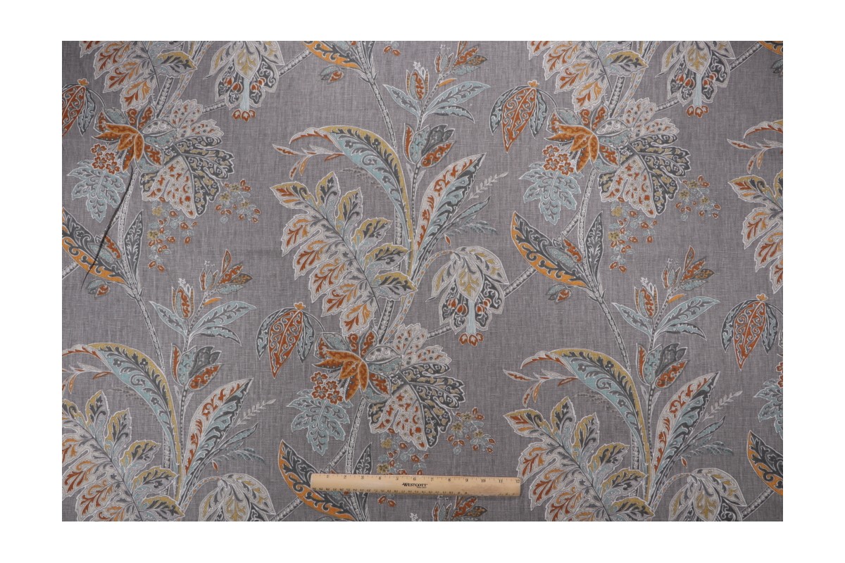 Echo Ishana Printed Linen Drapery Fabric in Turmeric for Kravet