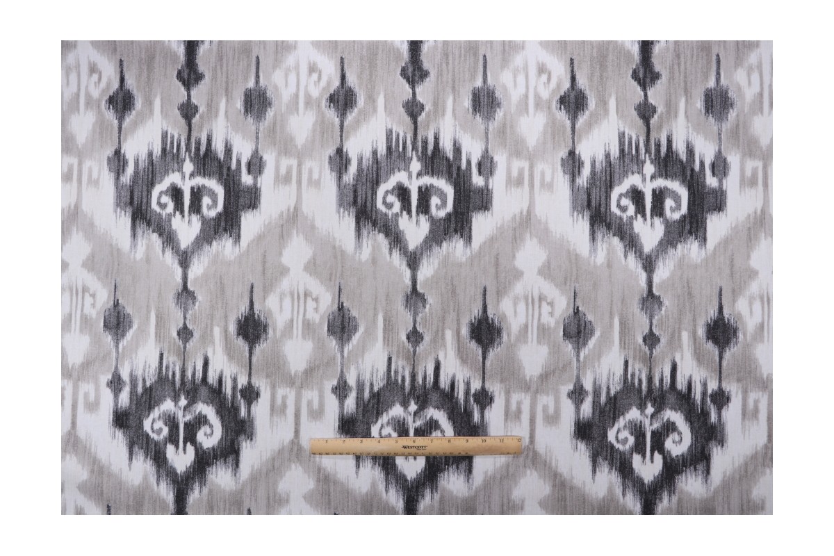 Richloom Ikat Printed Cotton Drapery Fabric in Graphite