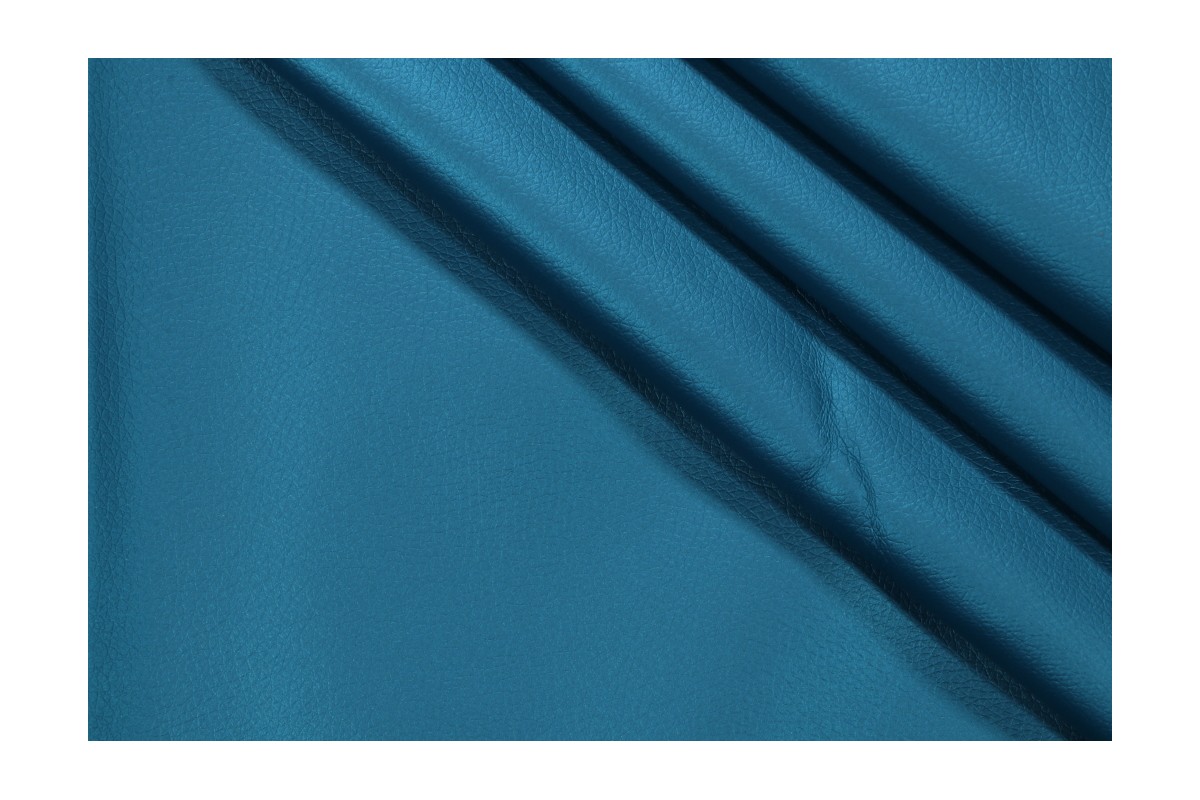 Stof France Ekokuir Brilliant Vinyl Upholstery Fabric in Aqua Brilliant
