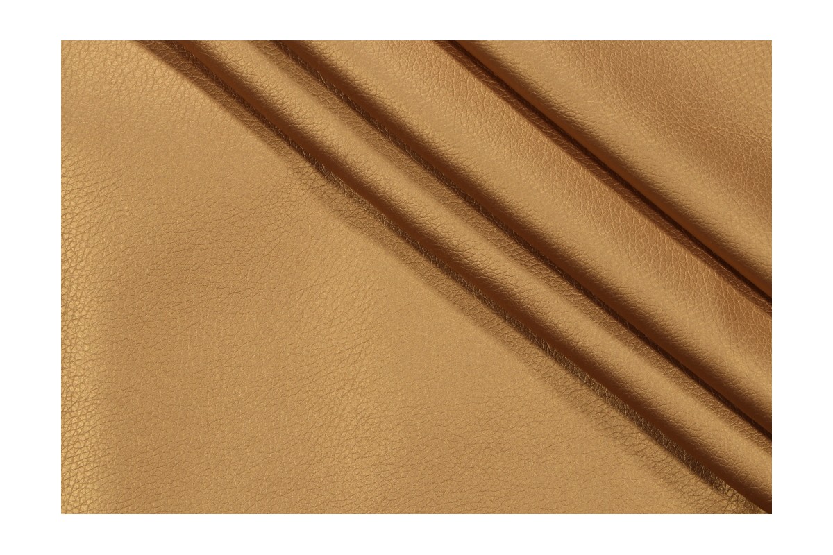 Stof France Ekokuir Brilliant Vinyl Upholstery Fabric in Gold Brilliant