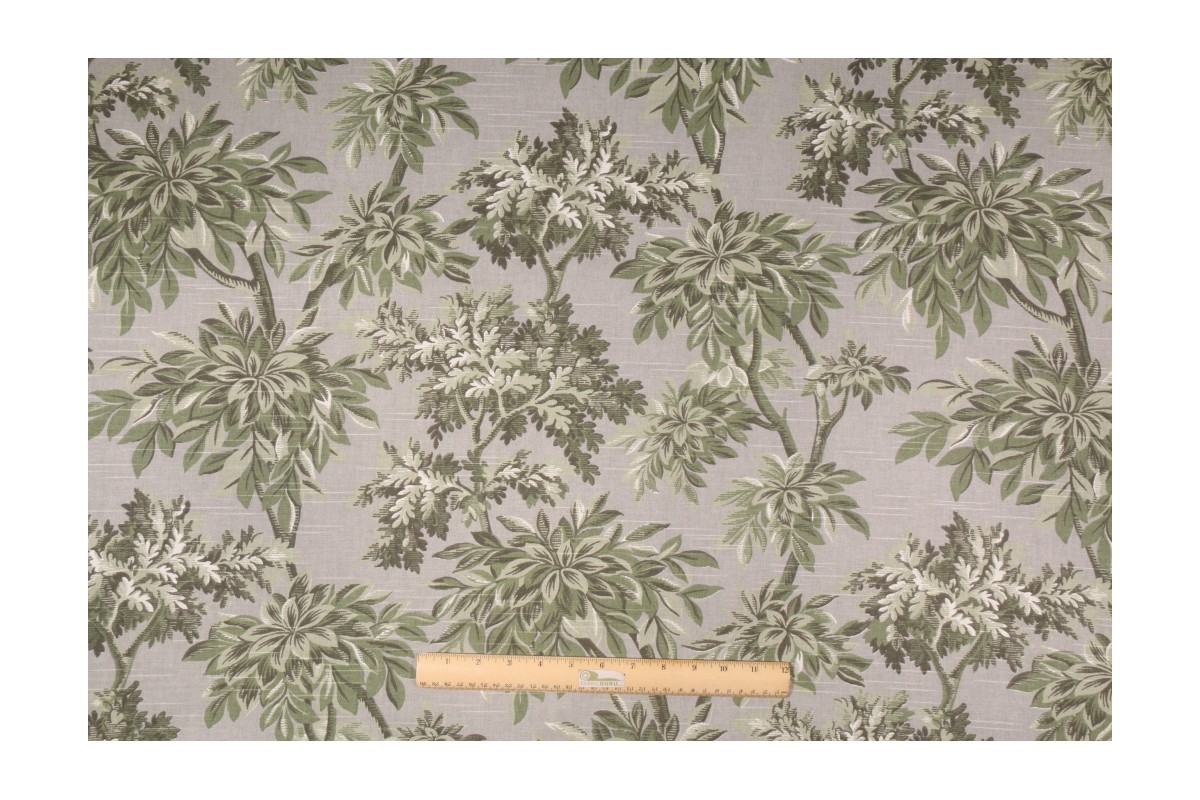 Robert Allen Sylvan Toile Printed Cotton Drapery Fabric in Greystone