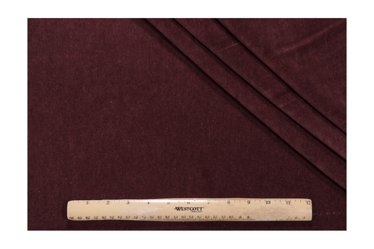 Leslie Jee Textiles Ritz Velvet Upholstery Fabric in Bordeaux