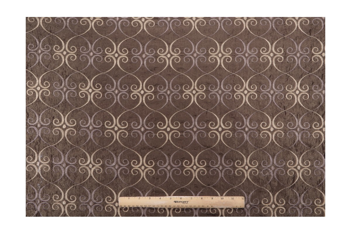 6 Yards Scroll Embroidered Drapery Fabric in Cafe