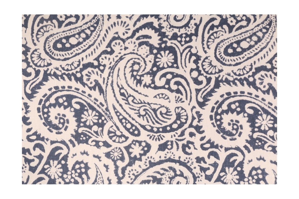 Arta Printed Linen Drapery Fabric in Indigo
