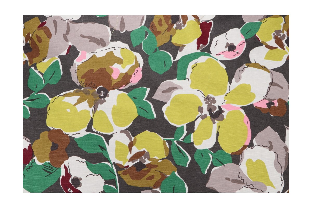 5.25 Yards Kenzo Maison Hana Printed Cotton Drapery Fabric in Absinthe ...