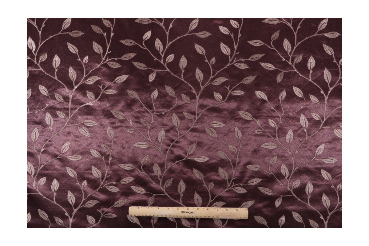 Valiant Fabrics Capri Embroidered Drapery Fabric in Plum