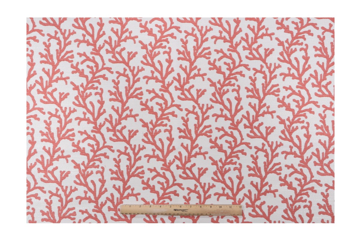 1 Yard Coral Field Woven Upholstery Fabric in Coral