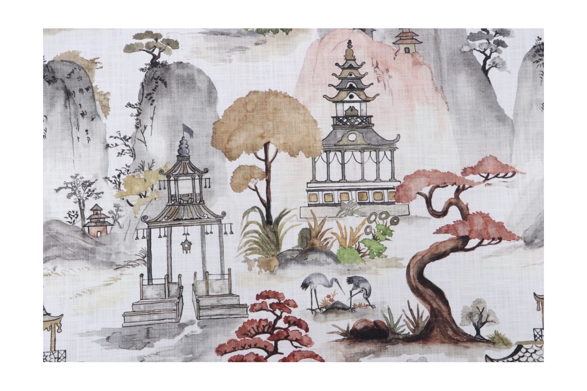 Hamilton Nikko Printed Cotton Drapery Fabric in Antique