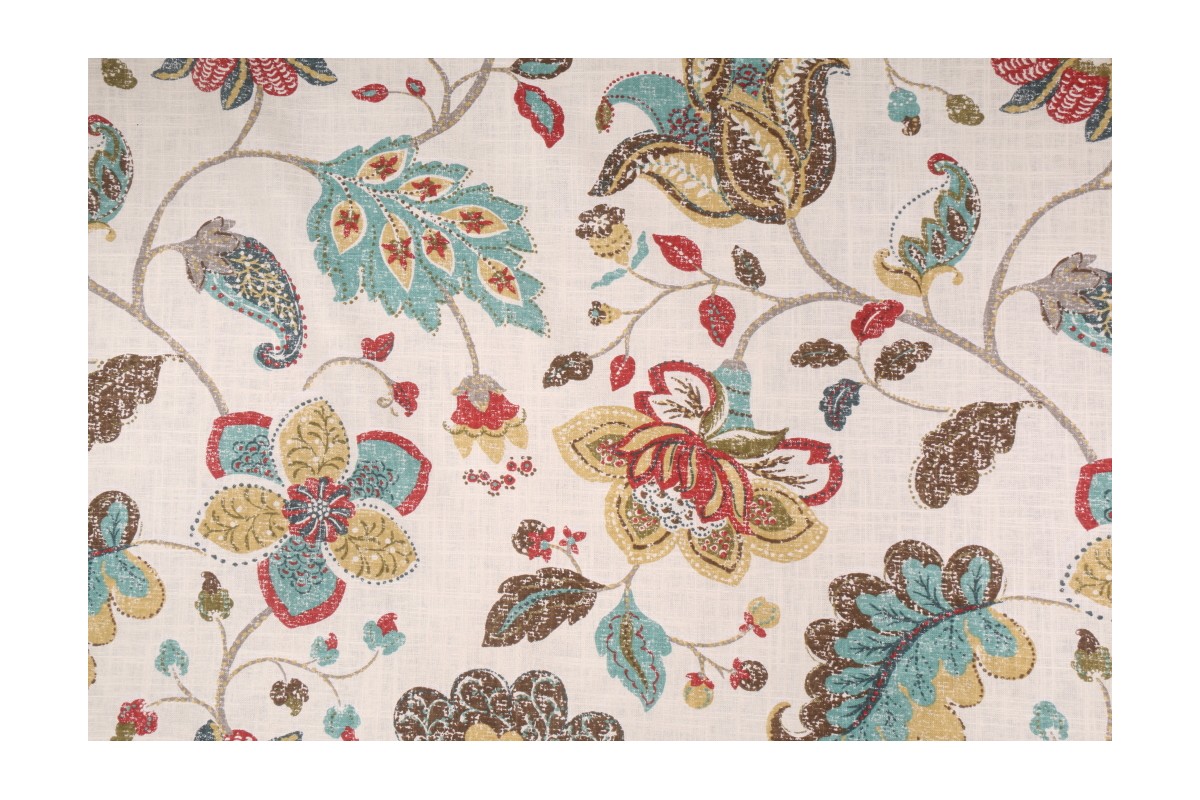 8 Yards Robert Allen Spring Mix Printed Linen Blend Drapery Fabric in Poppy