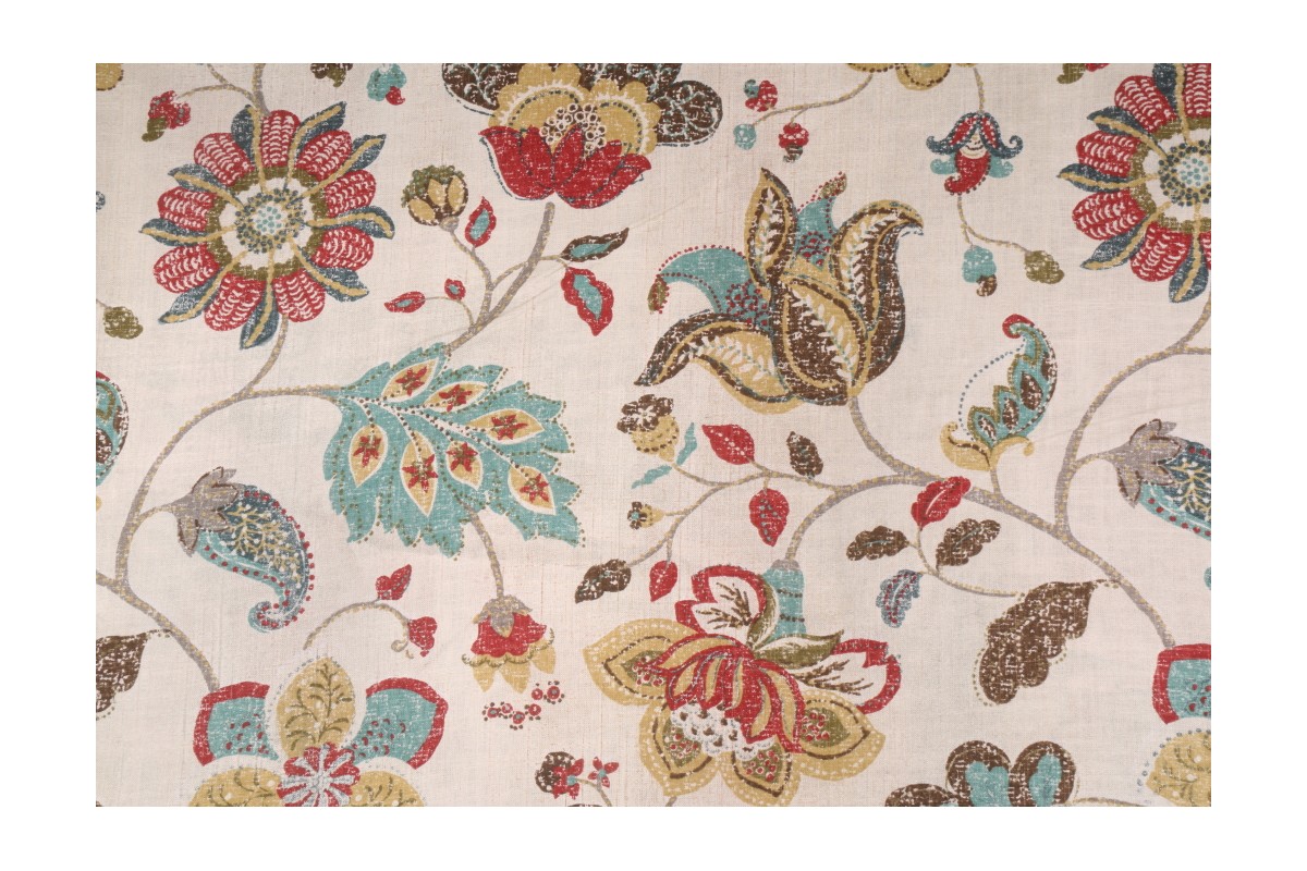 7.3 Yards Robert Allen Spring Mix Printed Linen Blend Drapery Fabric in ...