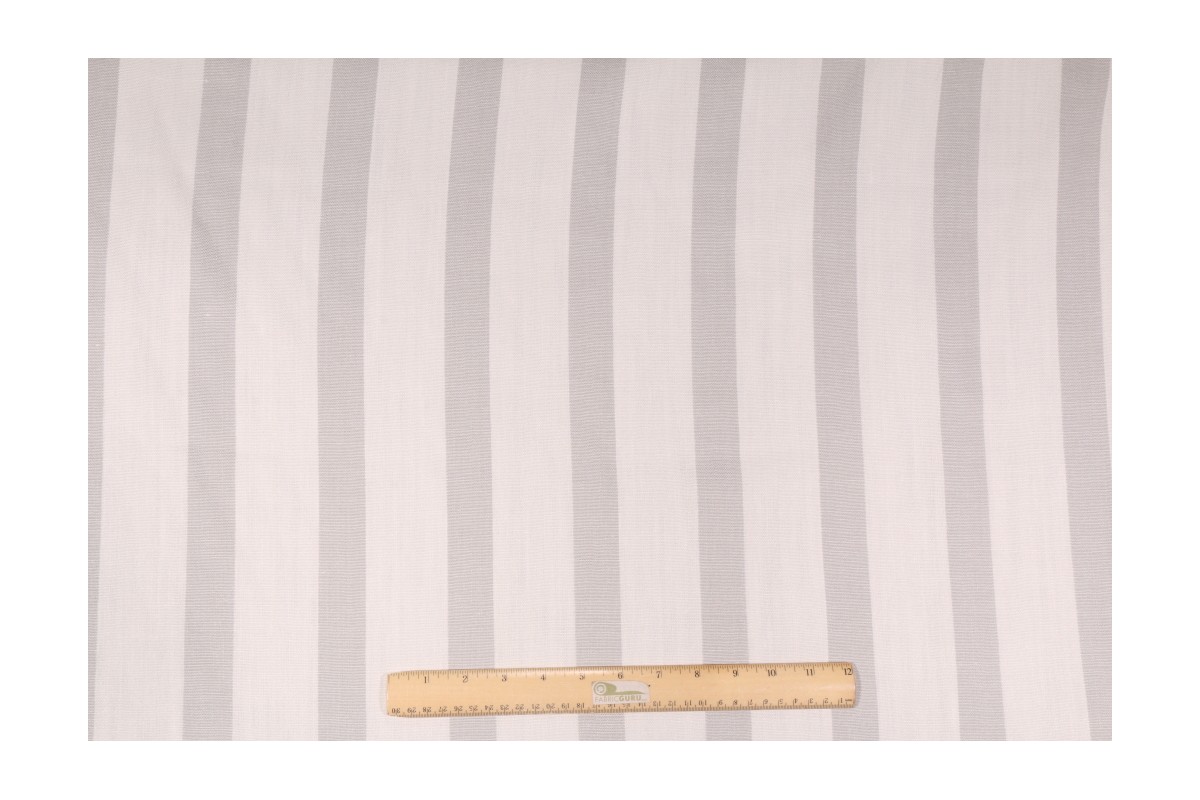 4.5 Yards Panel Stripe Printed Cotton Drapery Fabric in Silver