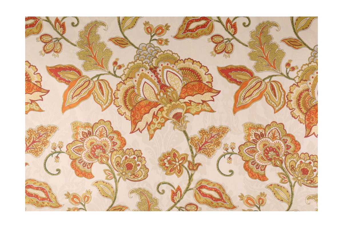 Valerian in Vanilla Printed Cotton Drapery Fabric by Mill Creek