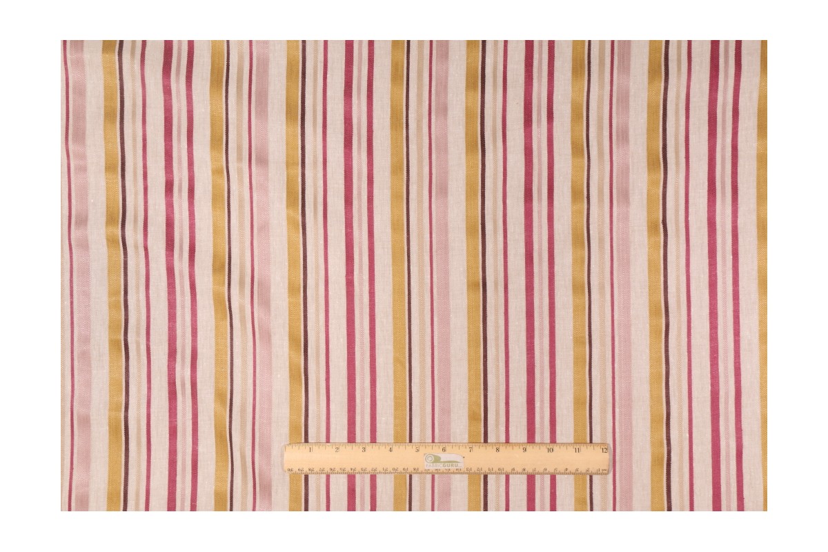 Filbert in Crocus Woven Textured Linen Stripe Drapery Fabric by Bravo