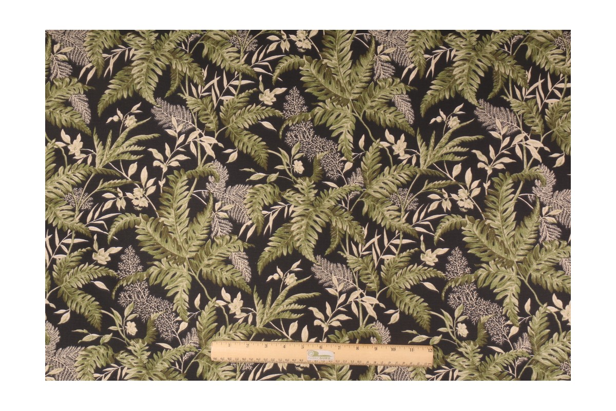 Waverly Tropical Printed Cotton Drapery Fabric in Black