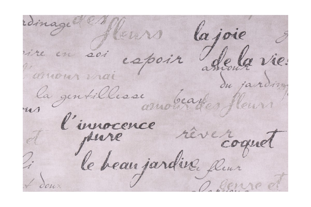 Waverly Script Printed Cotton Drapery Fabric in Gray