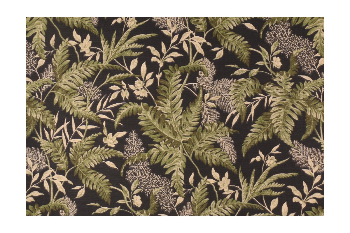 Waverly Tropical Printed Cotton Drapery Fabric in Black
