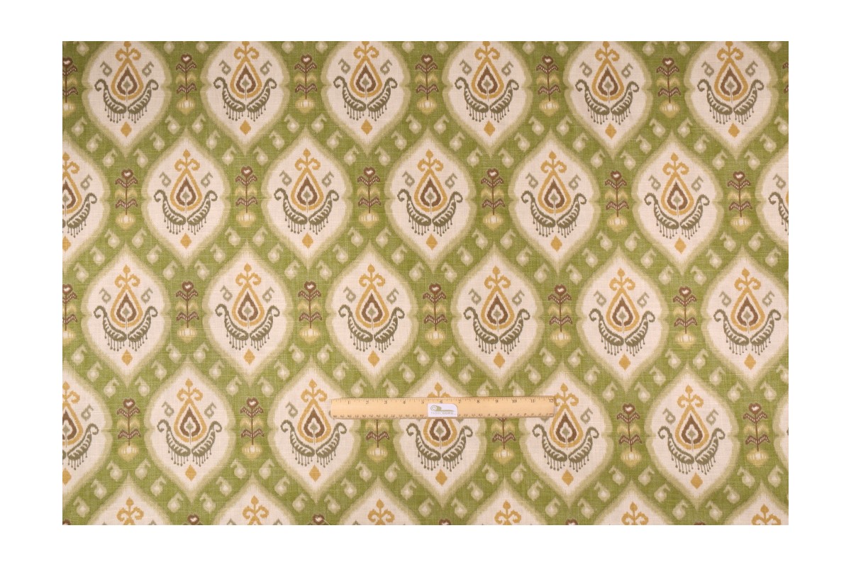 Katandra - Cliffside in Avocado Printed Linen Blend Drapery Fabric by ...