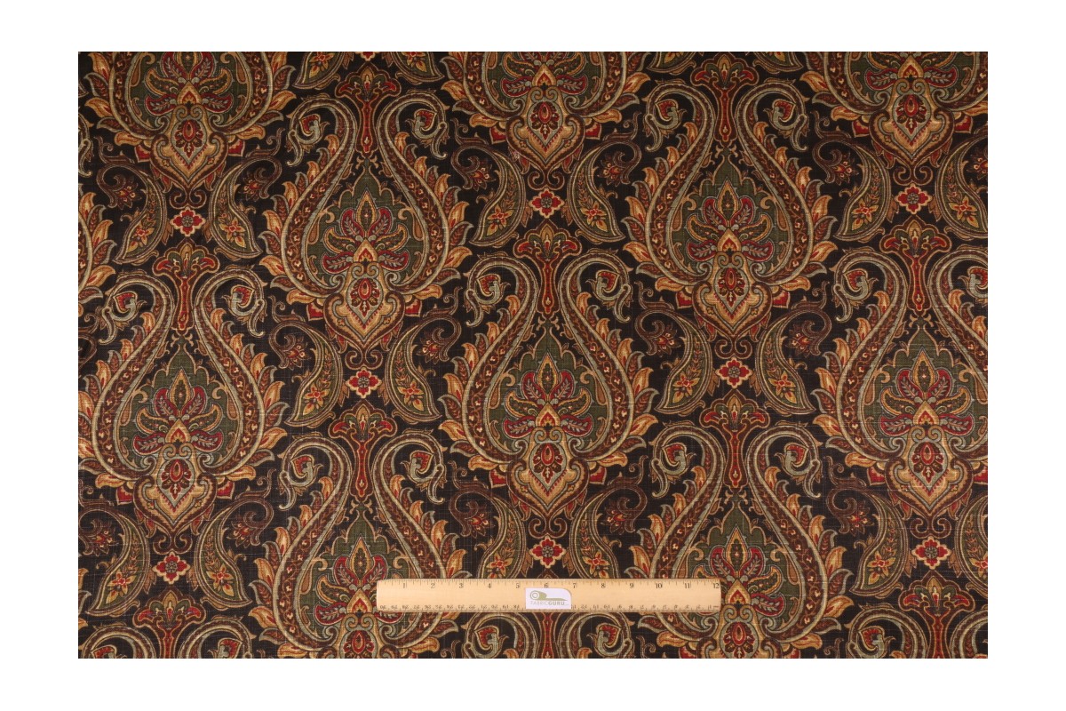 Bard - Cliffside in Onyx Printed Linen Blend Drapery Fabric by Mill Creek