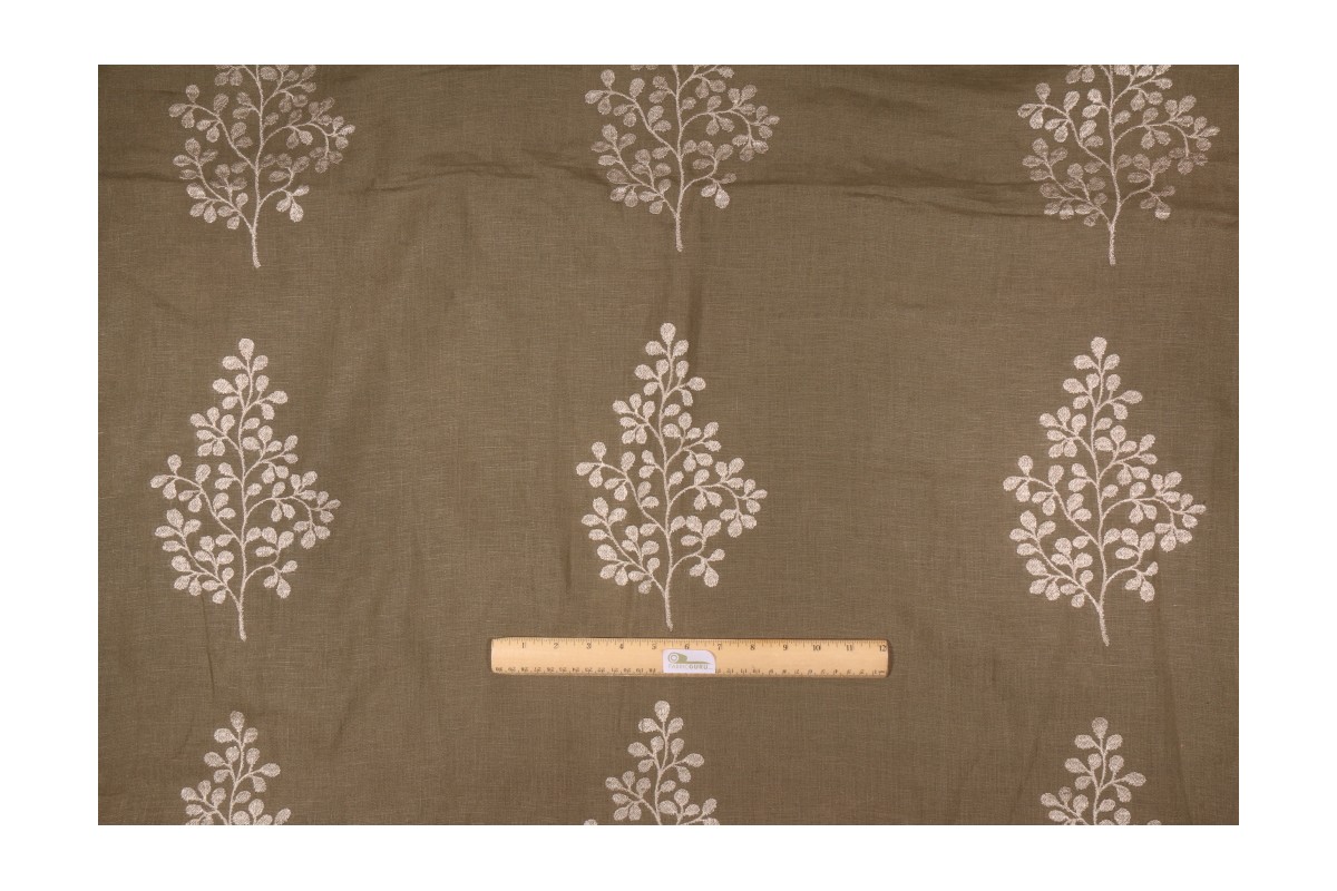 2 Yards Embroidered Linen Drapery Fabric