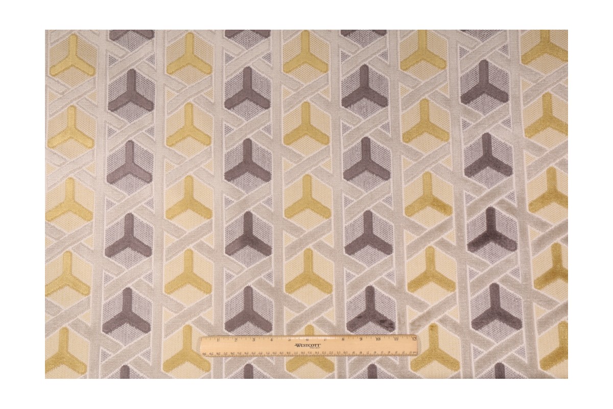 TFA Geometric Velvet Upholstery Fabric in Citrus