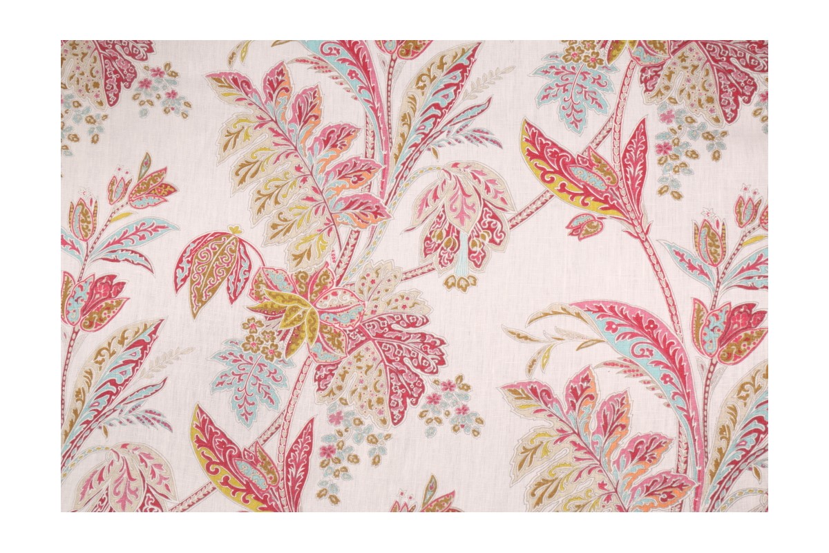 1.62 Yards Ishana Printed Linen Drapery Fabric in Lotus