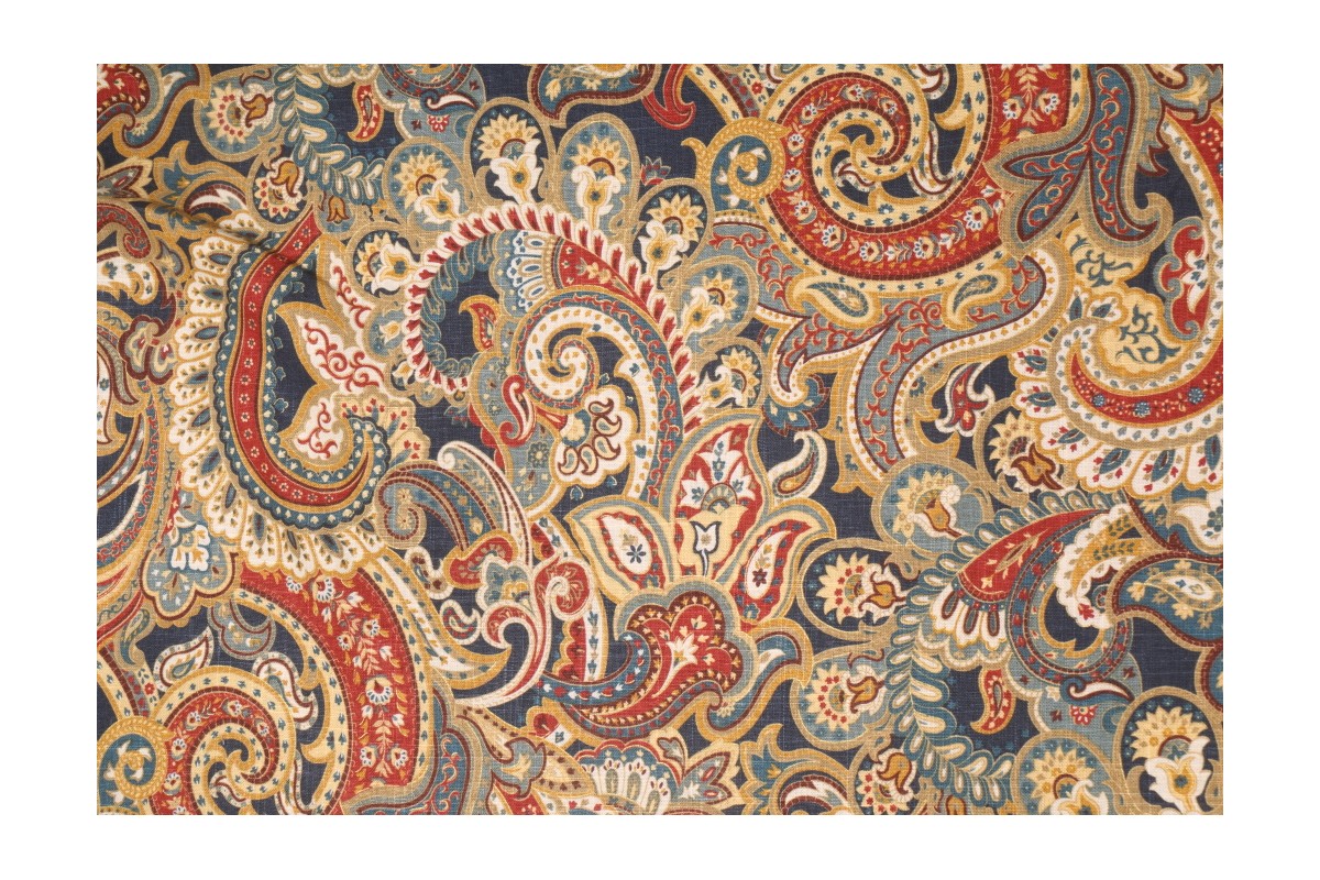 Collence Cliffside in Sapphire Printed Linen Blend Drapery Fabric by ...
