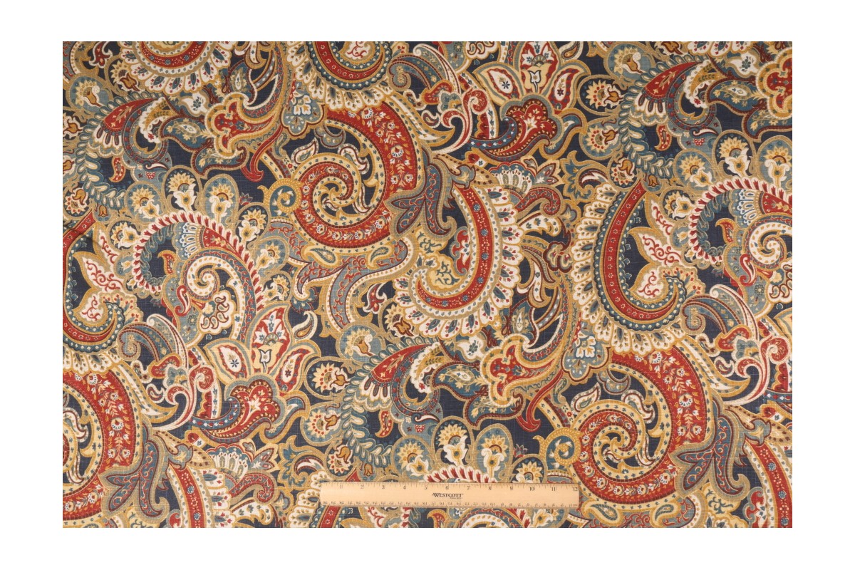 Collence Cliffside in Sapphire Printed Linen Blend Drapery Fabric by ...