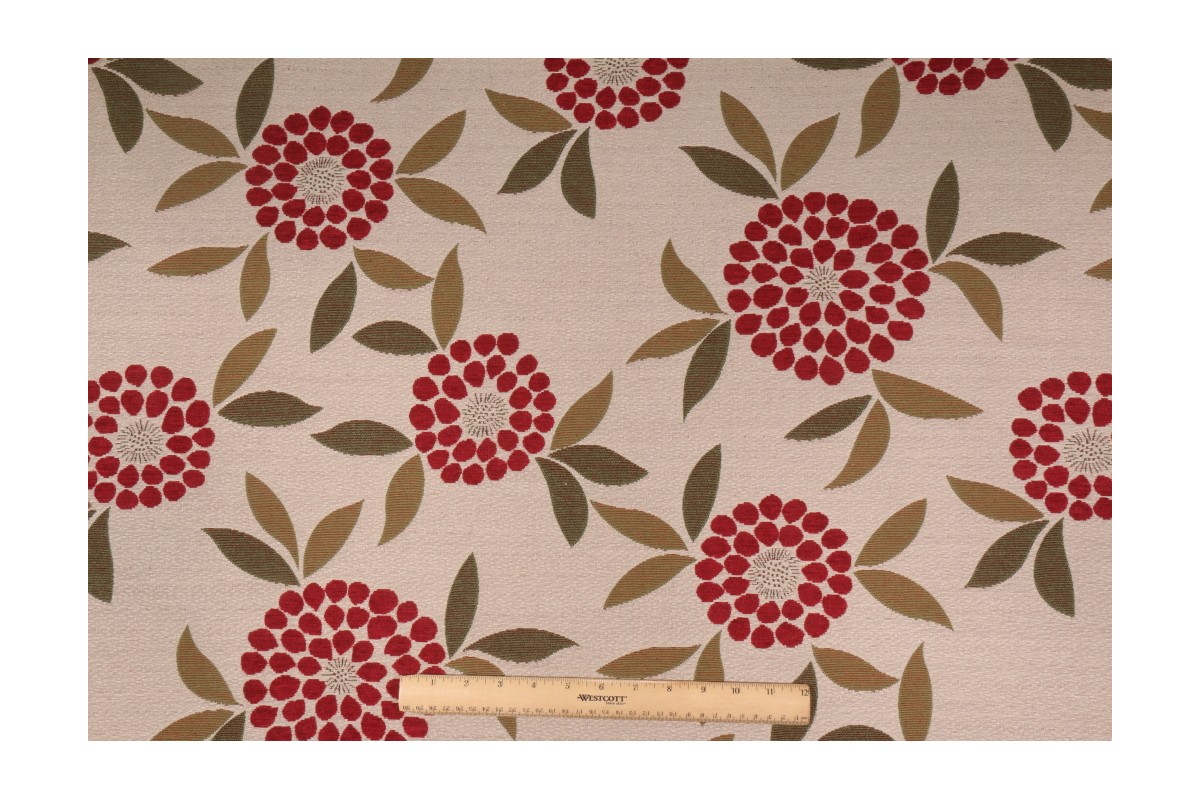 Robbins Tapestry Upholstery Fabric in Raspberry