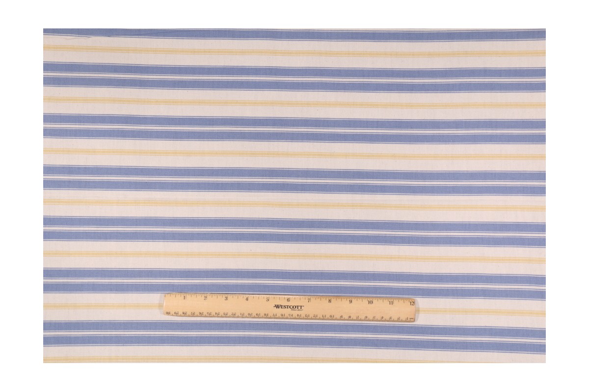 5.7 Yards Horizontal Stripe Printed Cotton Drapery Fabric in Sunblue