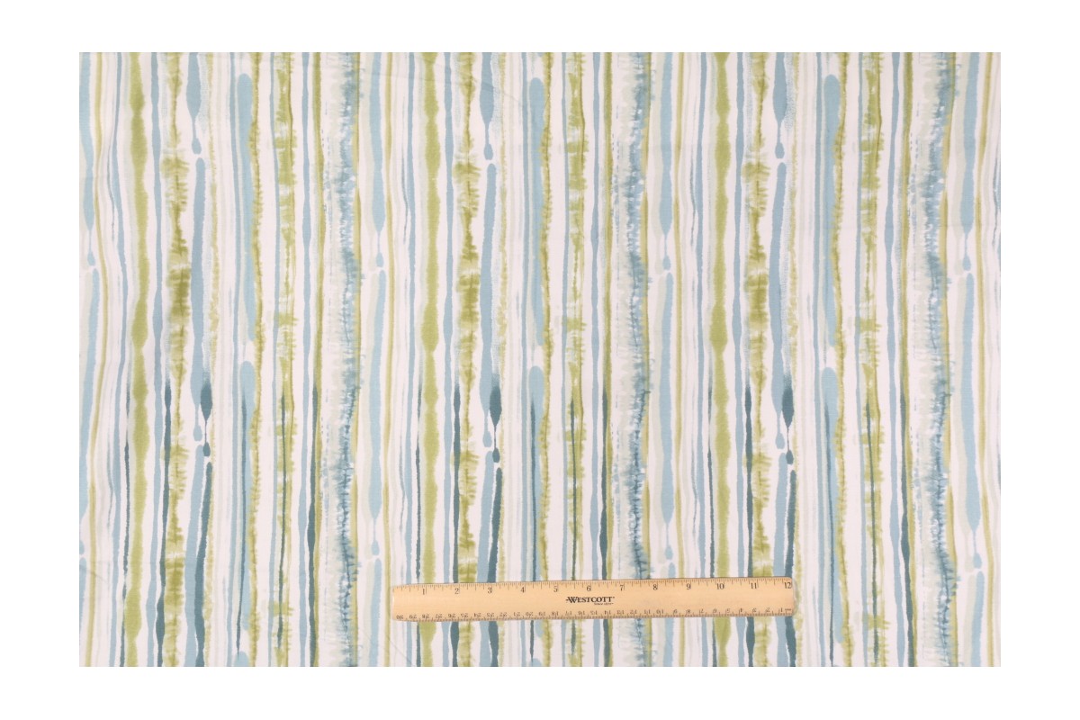 5 Yards Duralee Stripe Printed Cotton Drapery Fabric in Spring